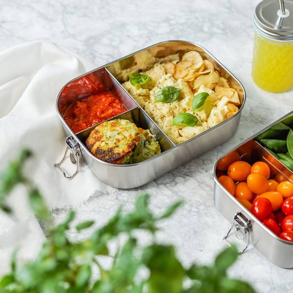 Lekksikker matboks i stål med uttakbar midtdeler, 800ml / BeeOrganic ...